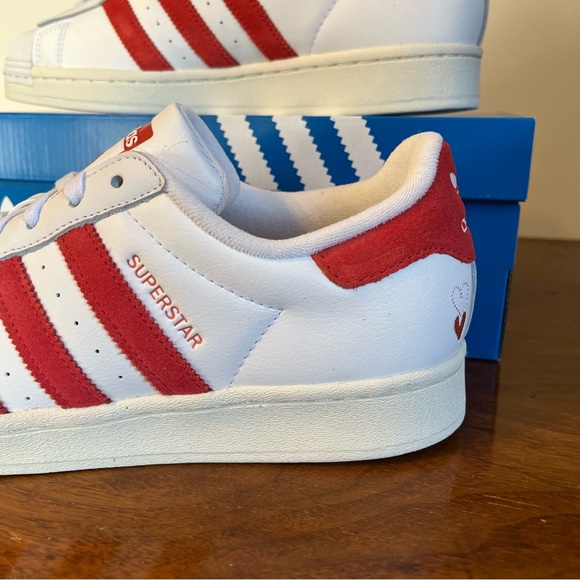 adidas | Shoes | Adidas Womens Superstar Red Heart Shoes | Poshmark